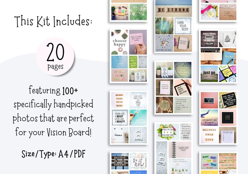 Vision Board Kit, Vision Board Printables, Motivational Words for Women ...