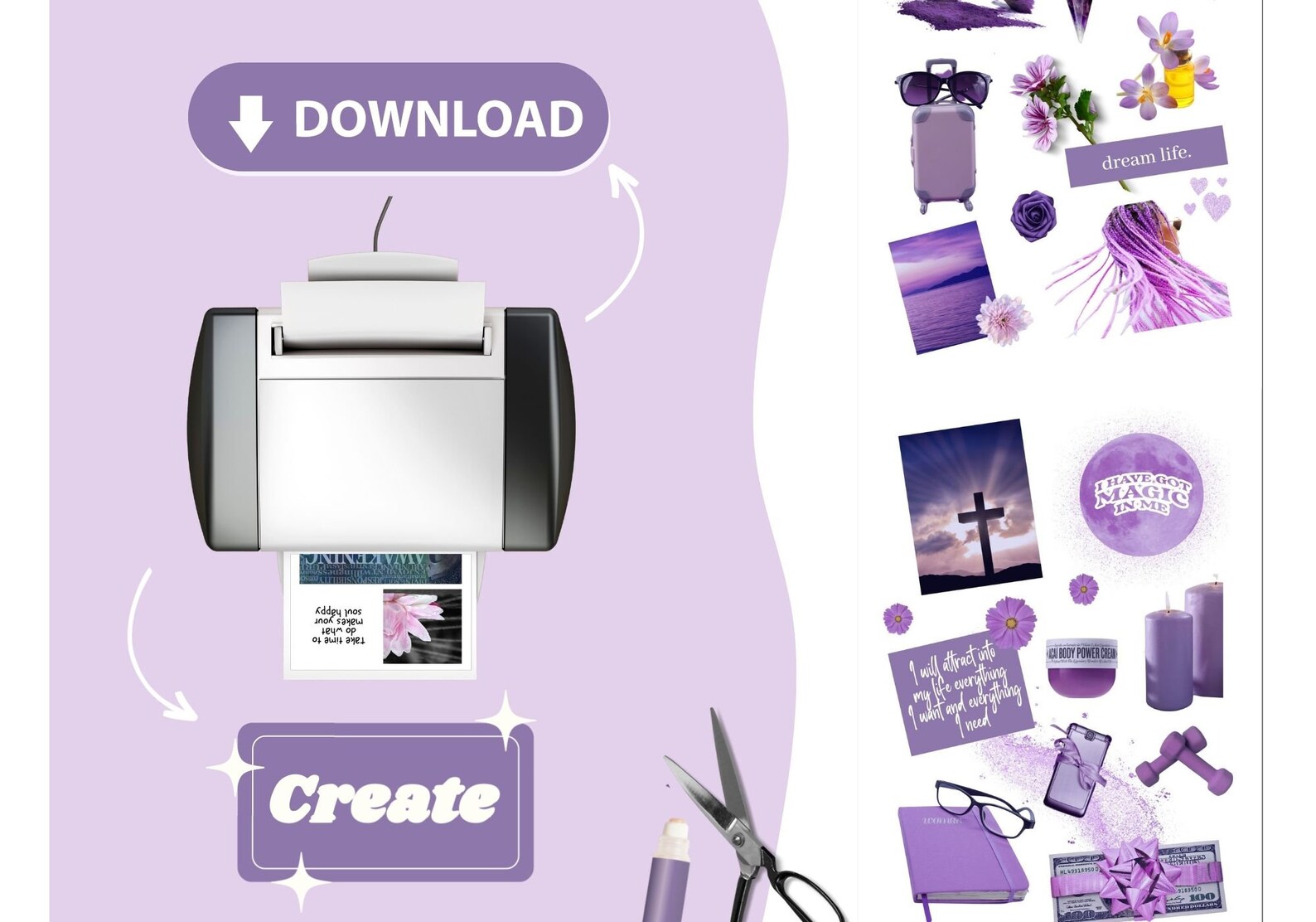 Purple Vision Board Bundle for Women Vision Board Printable Vision ...