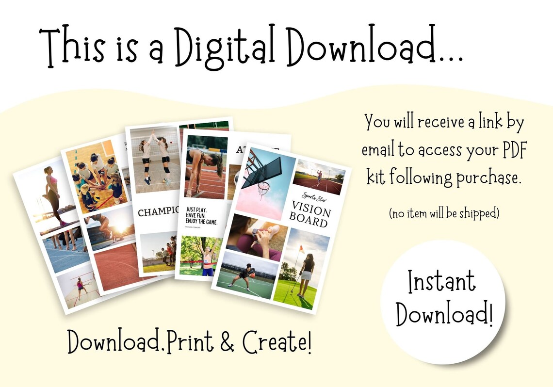 Sports Vision Board Kit, Vision Board Printables for Women, Vision ...