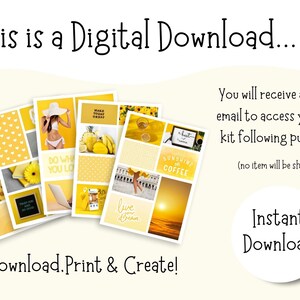 Vision Board Printable , Yellow Vision Board Kit, Vision Board Party ...