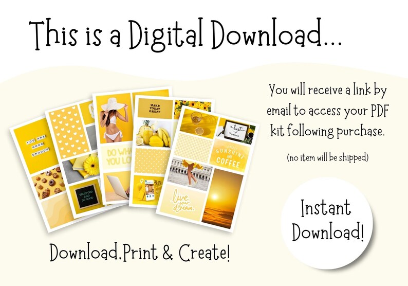 Vision Board Printable , Yellow Vision Board Kit, Vision Board Party ...
