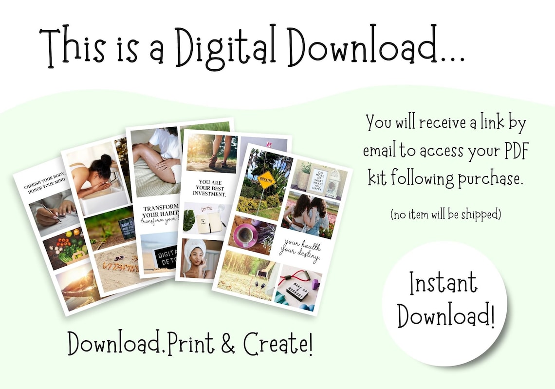 Healthy Habits Vision Board Printable, Vision Board 2025, Health Vision ...