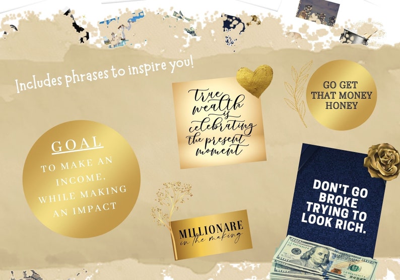 Money Vision Board Printables, Womens Vision Board, Vision Board for ...