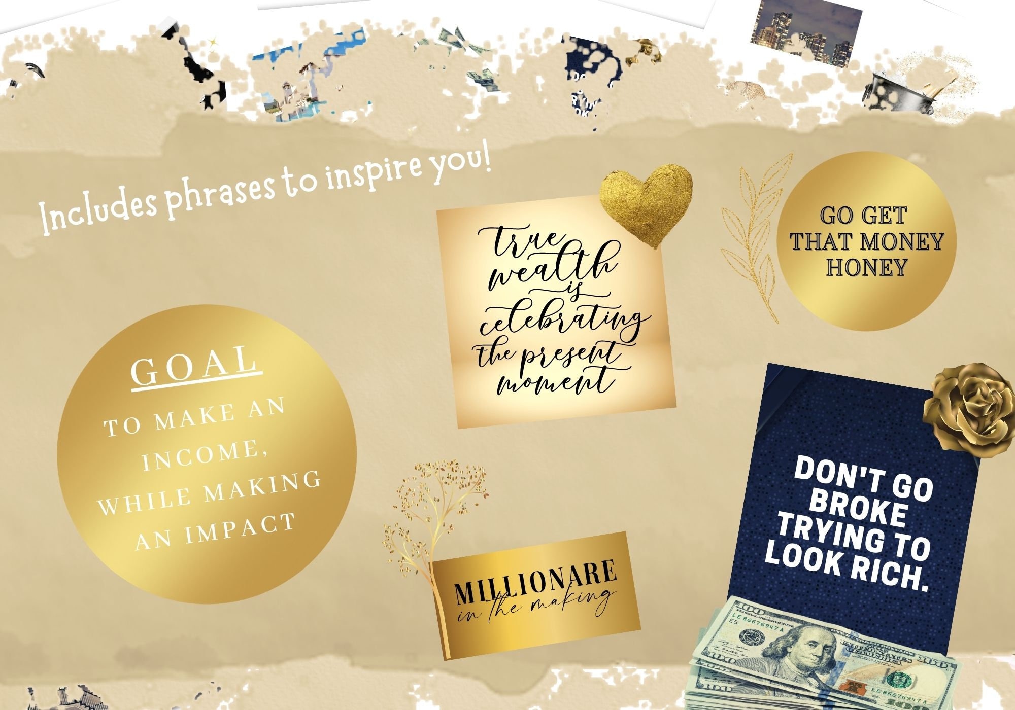 Money Vision Board Printables, Womens Vision Board, Vision Board for ...