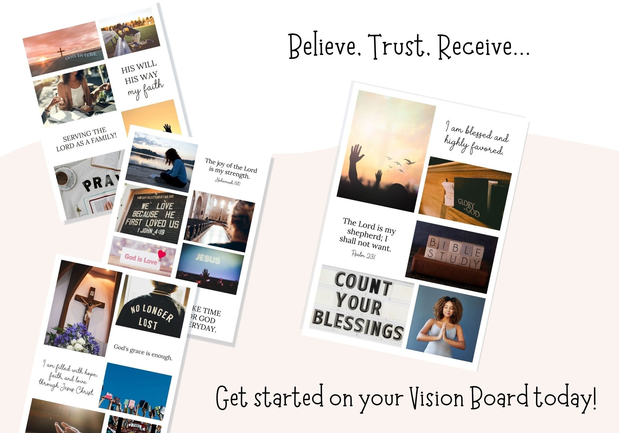 Vision Board Faith Printable, Christian Vision Board Kit, Vision Board ...