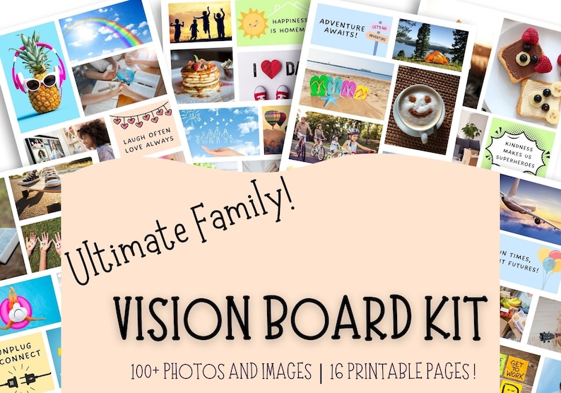 Family Vision Board Kit, Kids Vision Board Printable, Family Activity ...