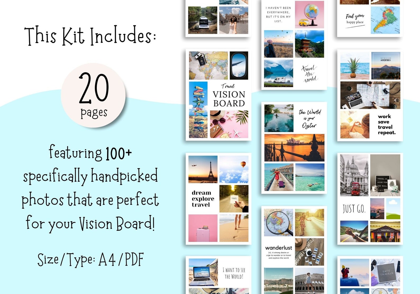 Travel Vision Board Kit, Vision Board Printable, Vision Board Party Kit ...