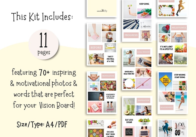 Vision Board Printable for Weight Loss, Vision Board Kit, Fitness ...