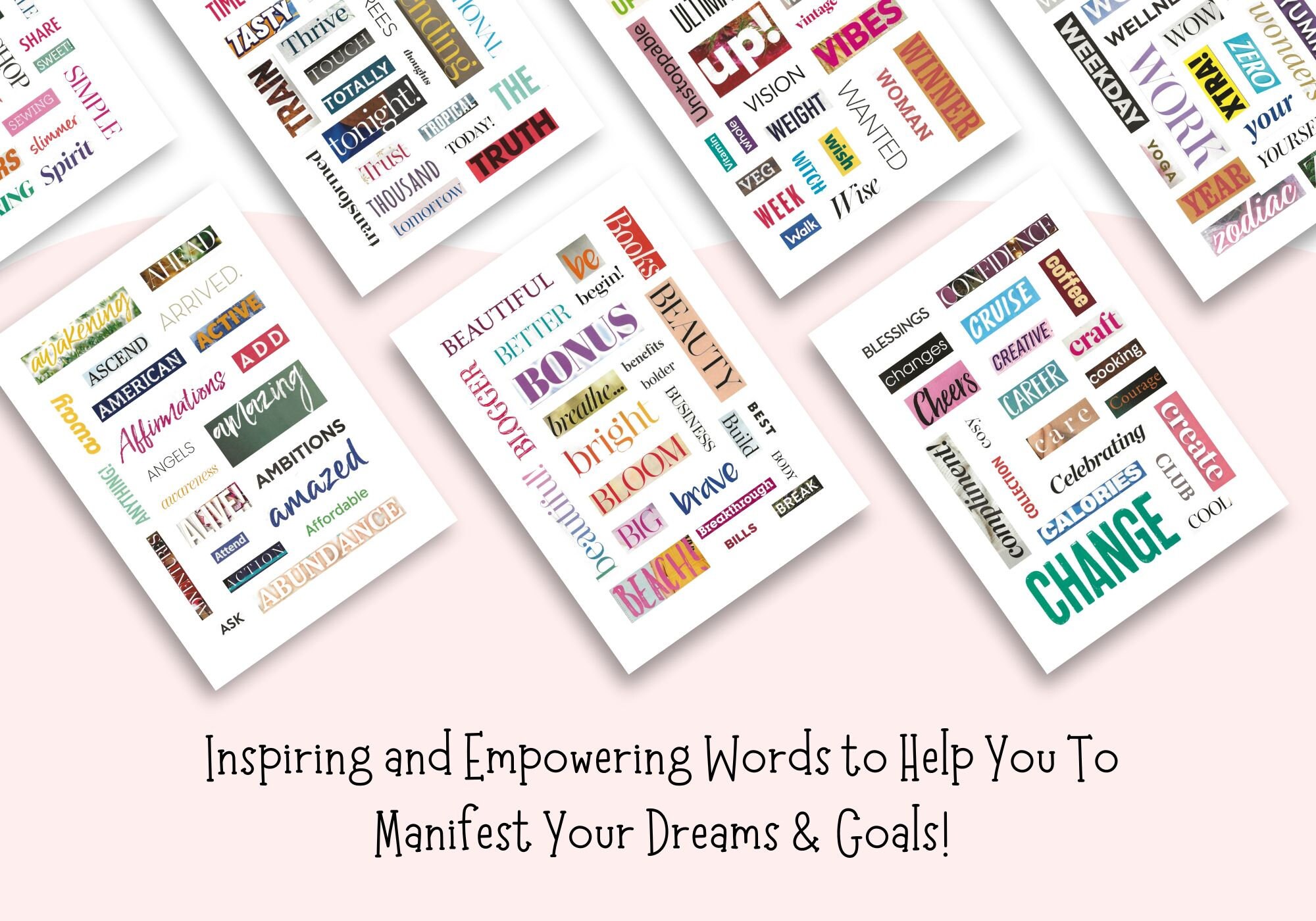 450+ Real Magazine Words Printable, A-Z Vision Board Words, Vision ...