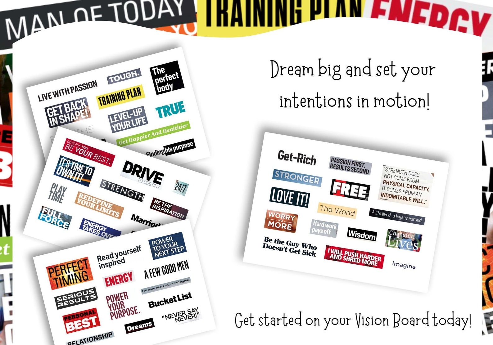 Mens Vision Board Printable, Magazine Words Cutouts, Boys Vision Board ...