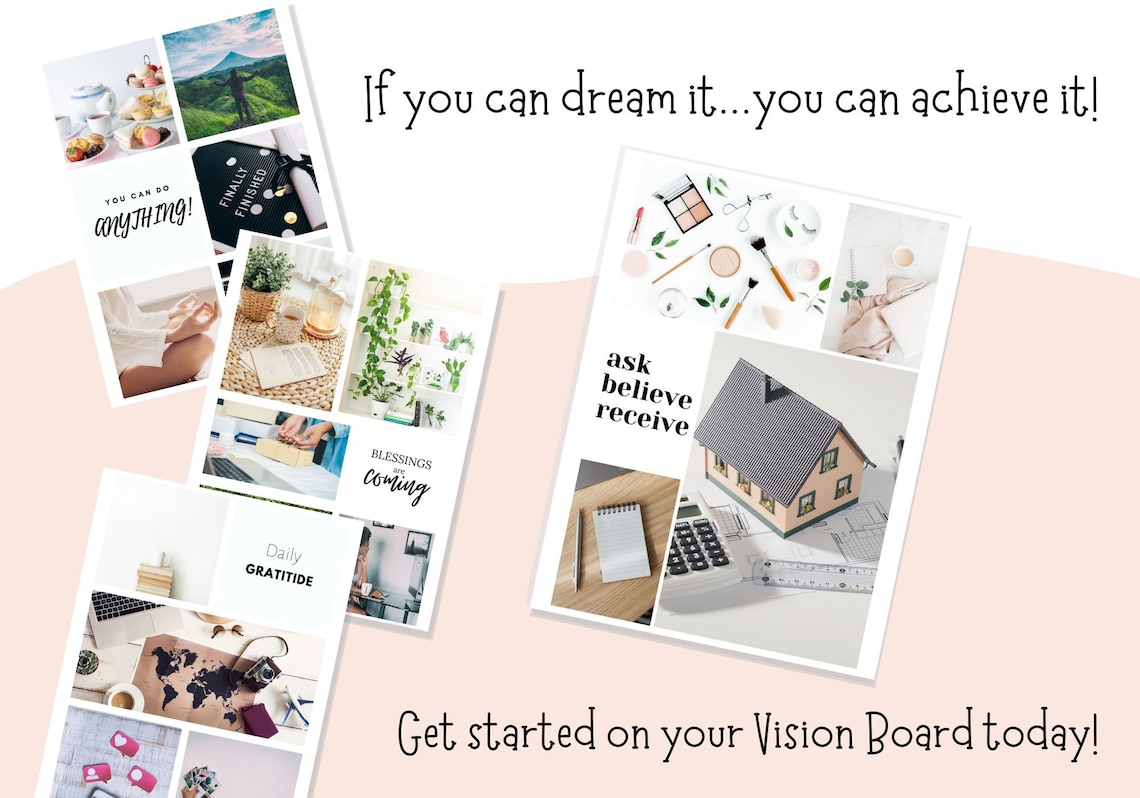 Vision Board Printables for Women, Vision Board Printable Kit, Vision ...