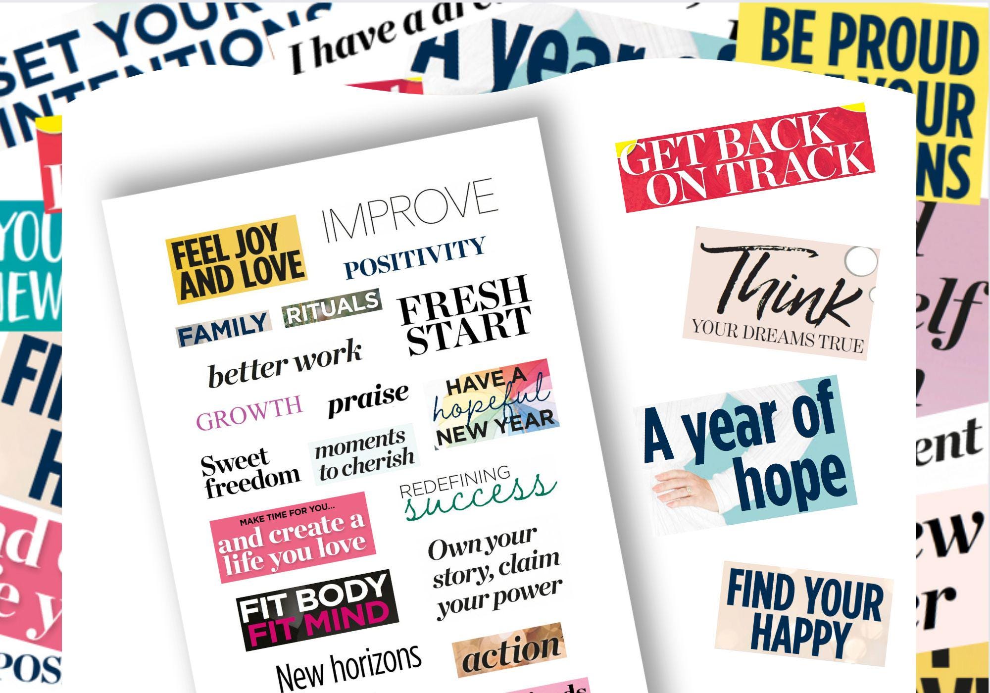 50+ Happy 2026! Magazine Words Printable, Vision Board Words, Vision ...