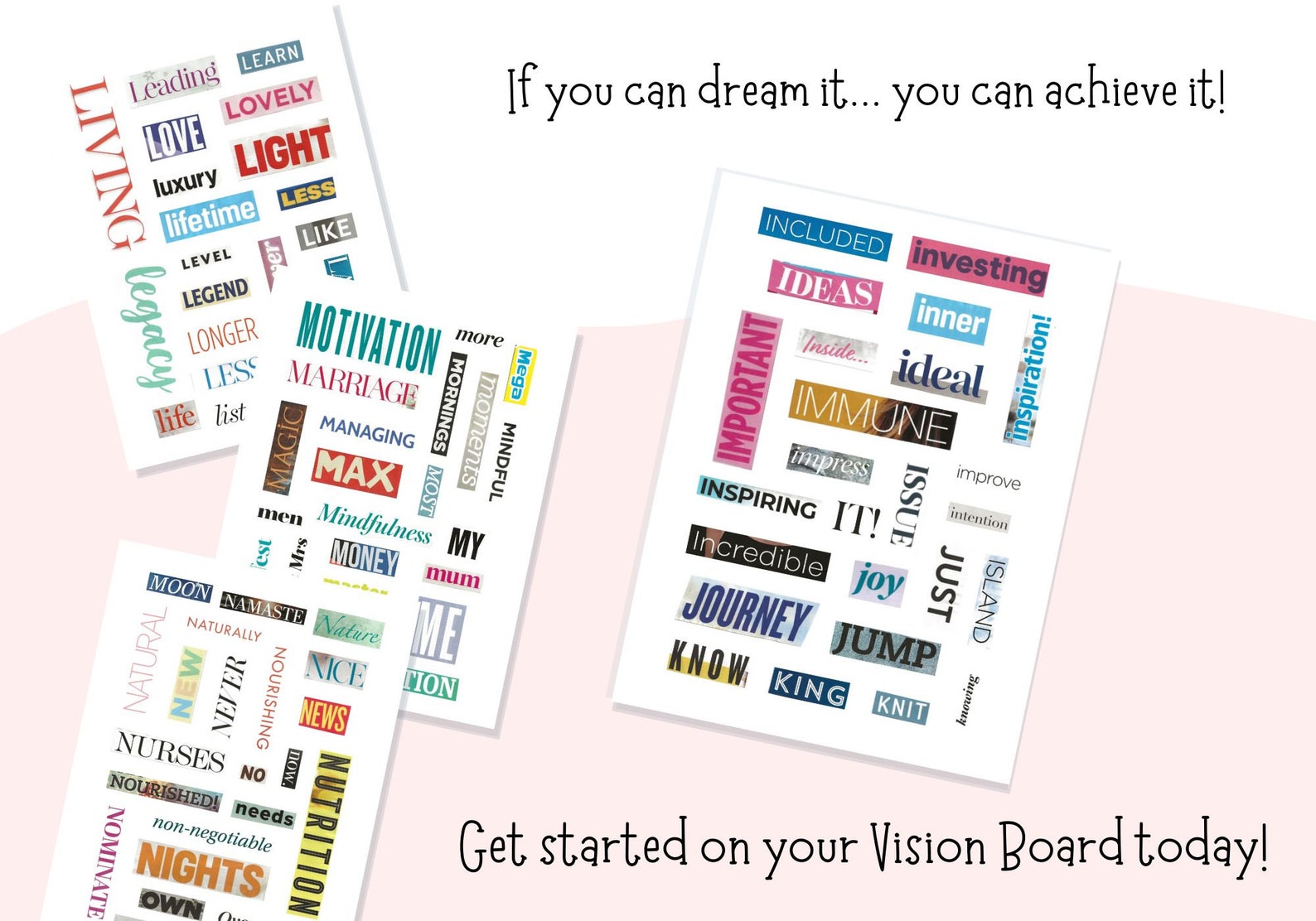450+ Real Magazine Words Printable, A-Z Vision Board Words, Vision ...