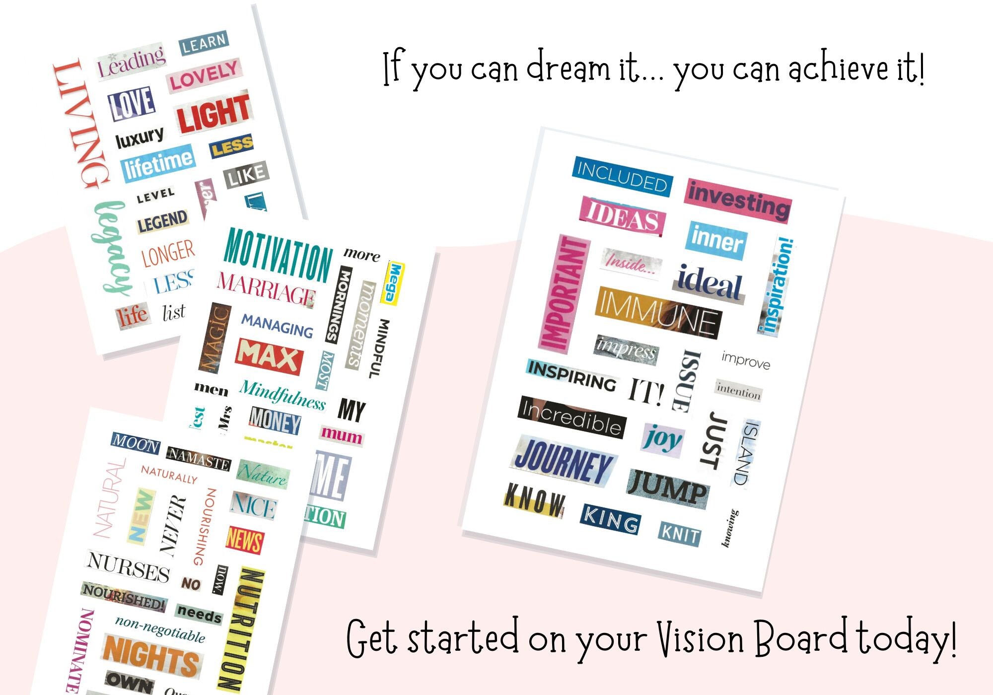 450 Real Magazine Words Printable, A-Z Vision Board Words, Vision Board ...