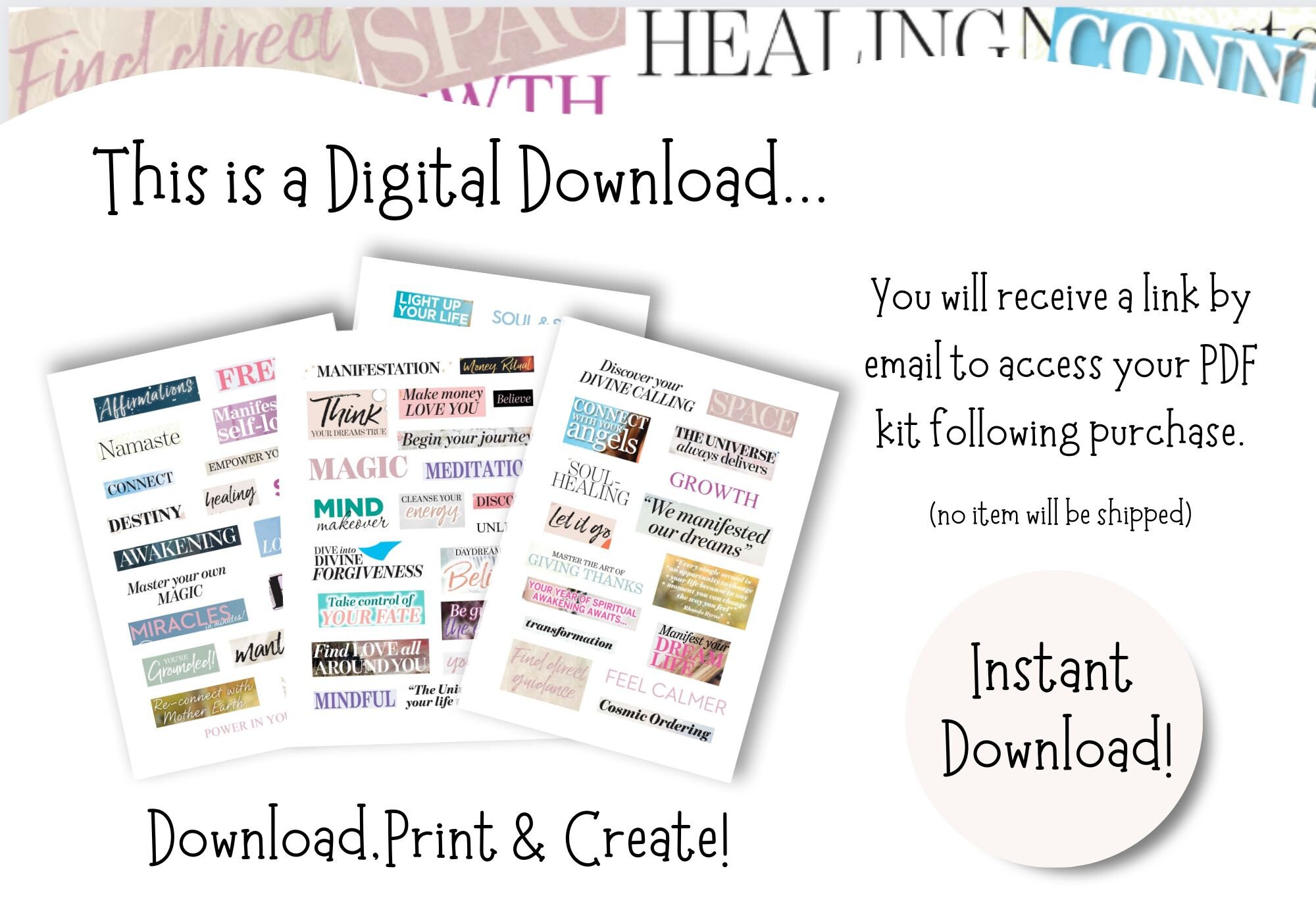 70+ Spiritual 2025! Magazine Words, Vision Board Kit Words, Spiritual ...