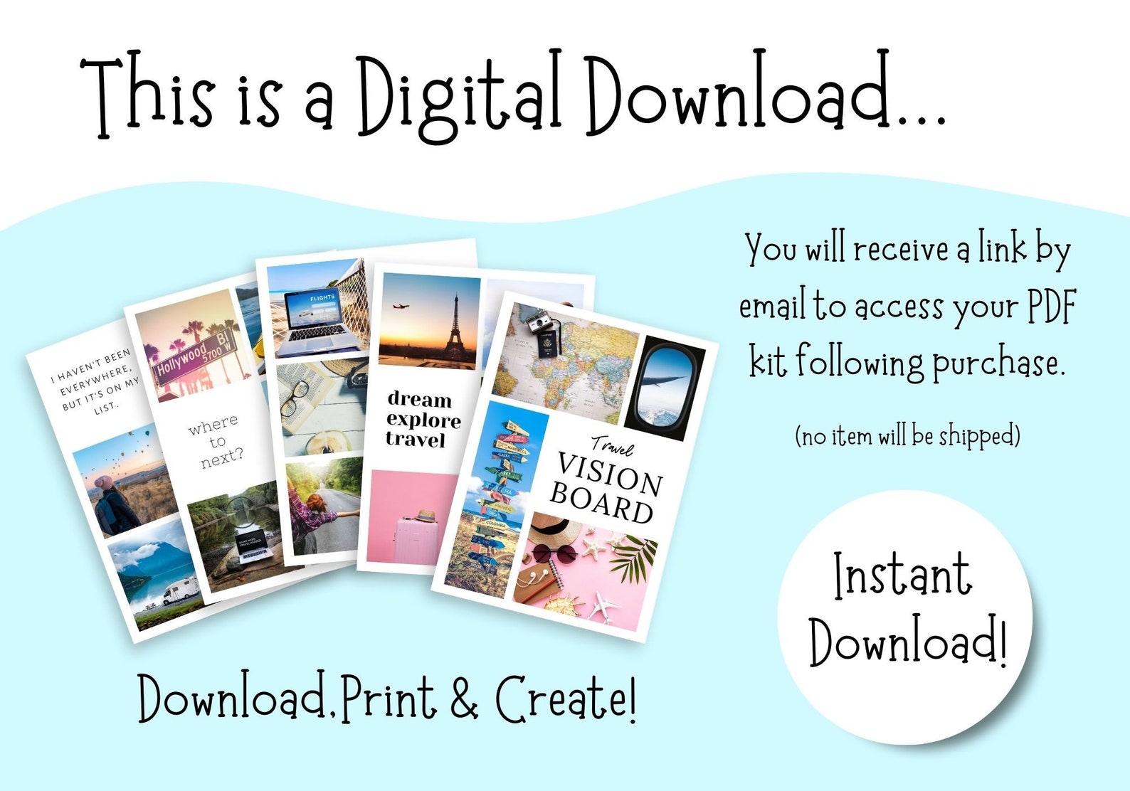 Travel Vision Board Kit, Vision Board Printable, Vision Board Party Kit ...