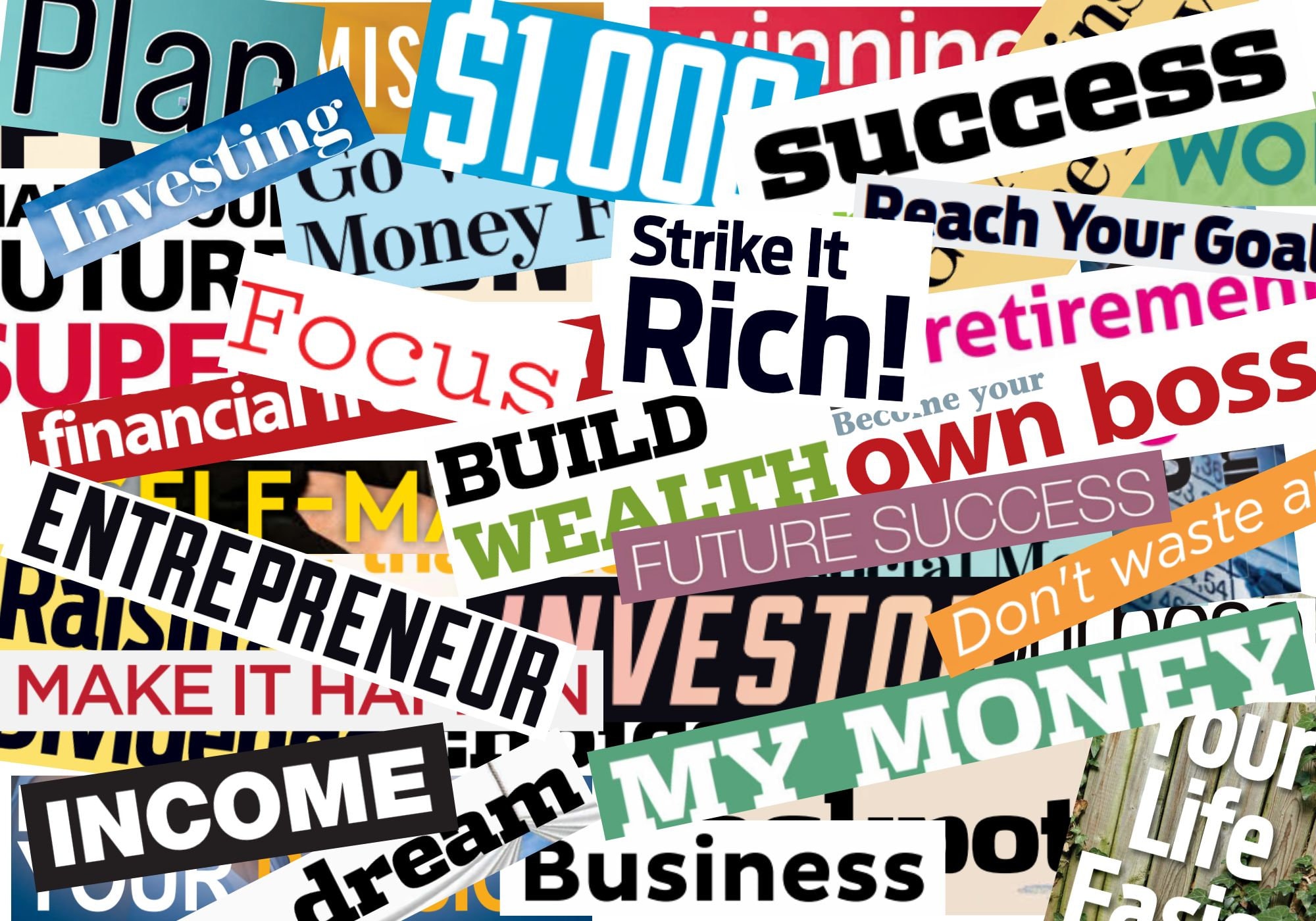 Money Magazine Words Printable, 125+ Money & Business Vision Board ...