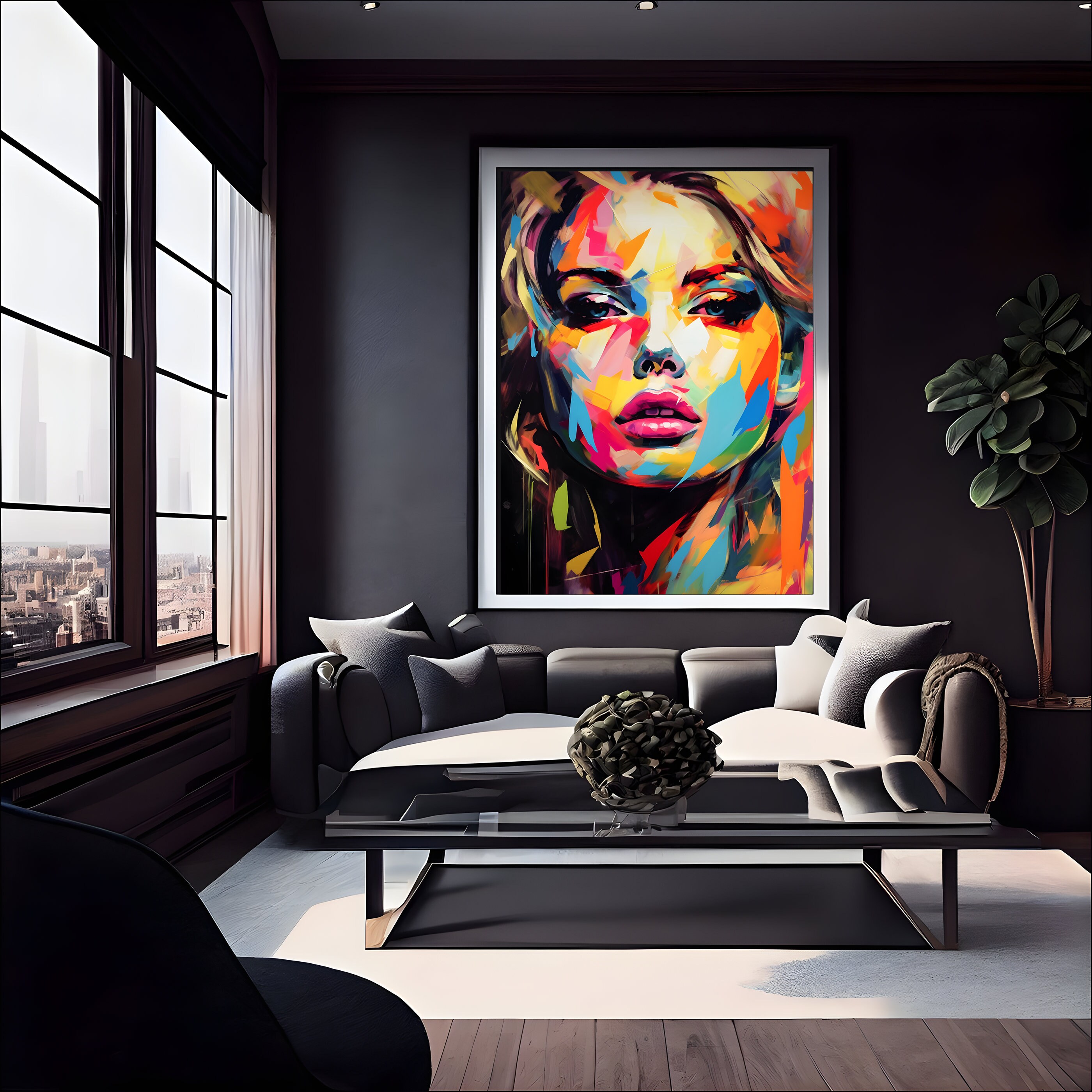 Colorful Woman Portrait Poster - Vibrant Face Print in Pop Art Style ...