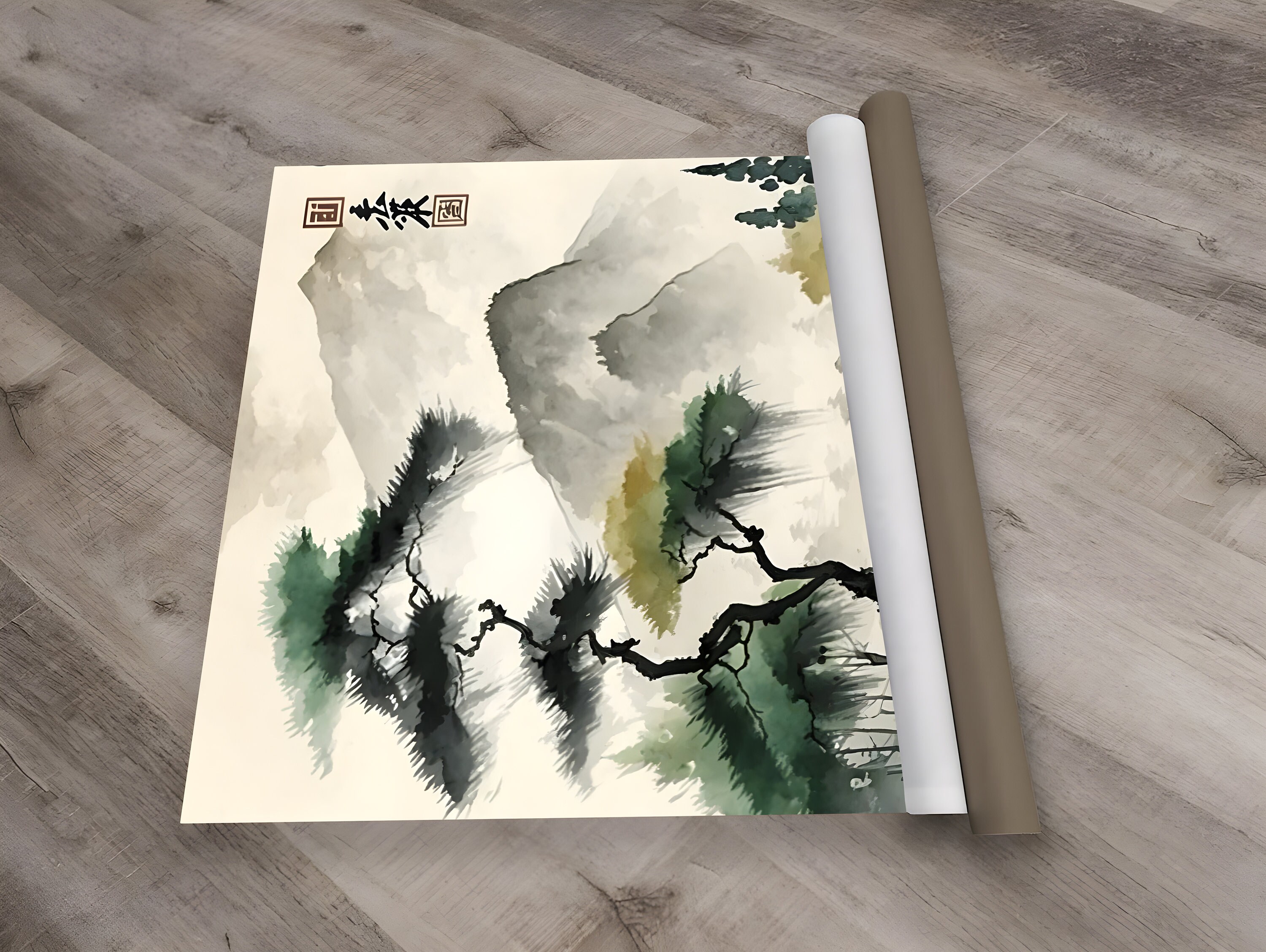 Japanese Scenery - Mountain Majesty With Crane - Tranquil River ...
