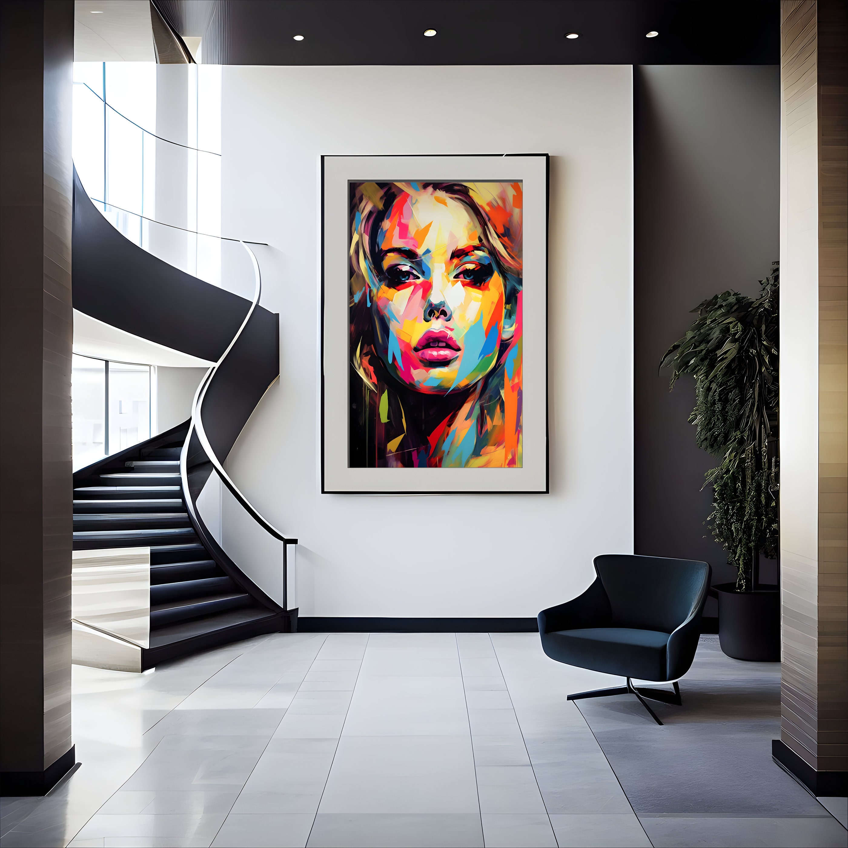 Colorful Woman Portrait Poster - Vibrant Face Print in Pop Art Style ...
