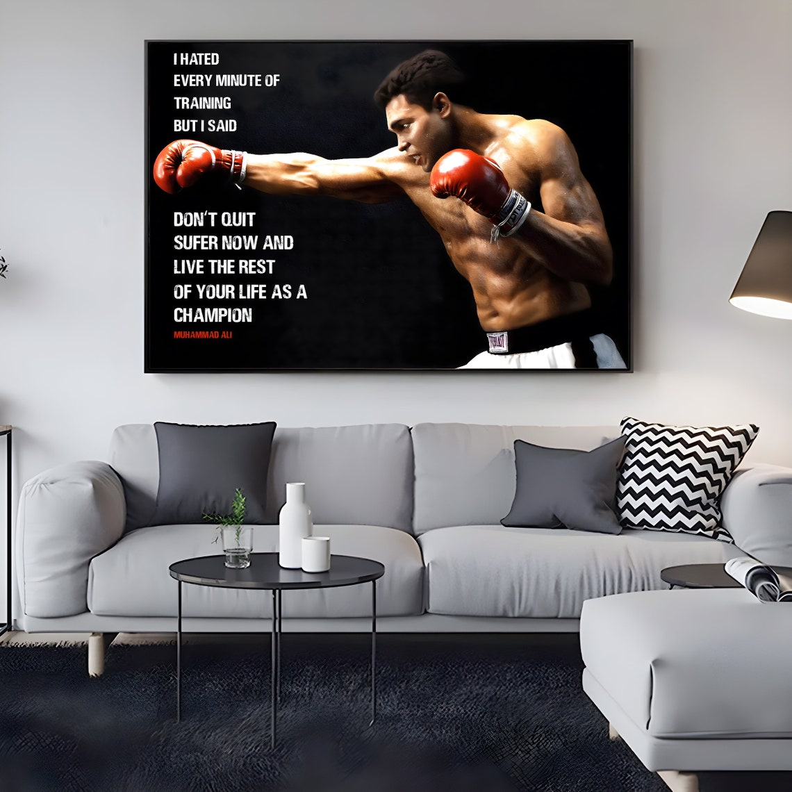 Muhammad Ali Boxing Poster Inspirational Quote Wall Art for Sports and ...