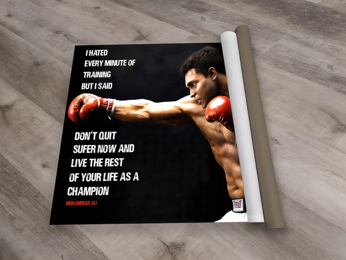 Muhammad Ali Boxing Poster Inspirational Quote Wall Art for Sports and ...