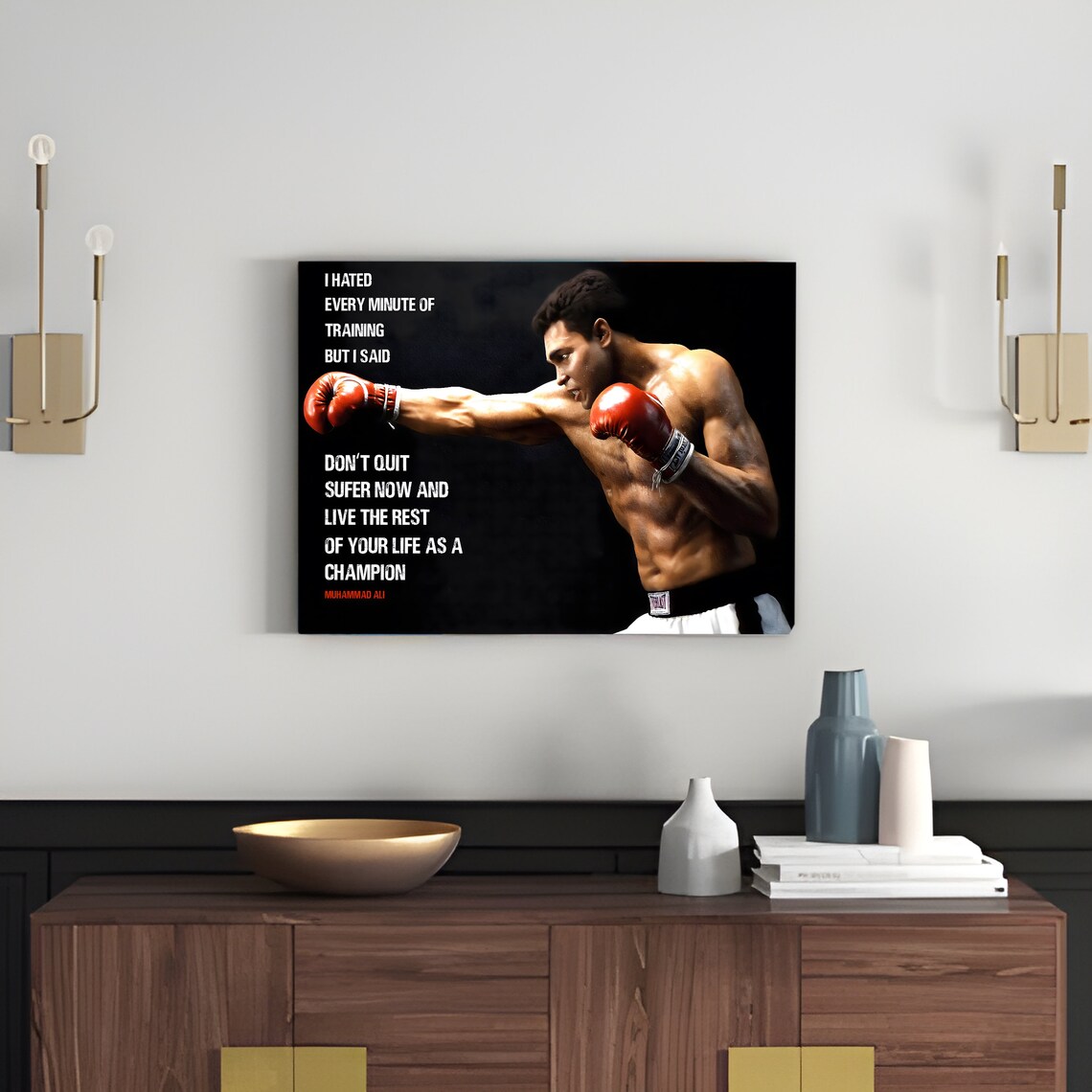 Muhammad Ali Boxing Poster - Inspirational Quote Wall Art for Sports ...