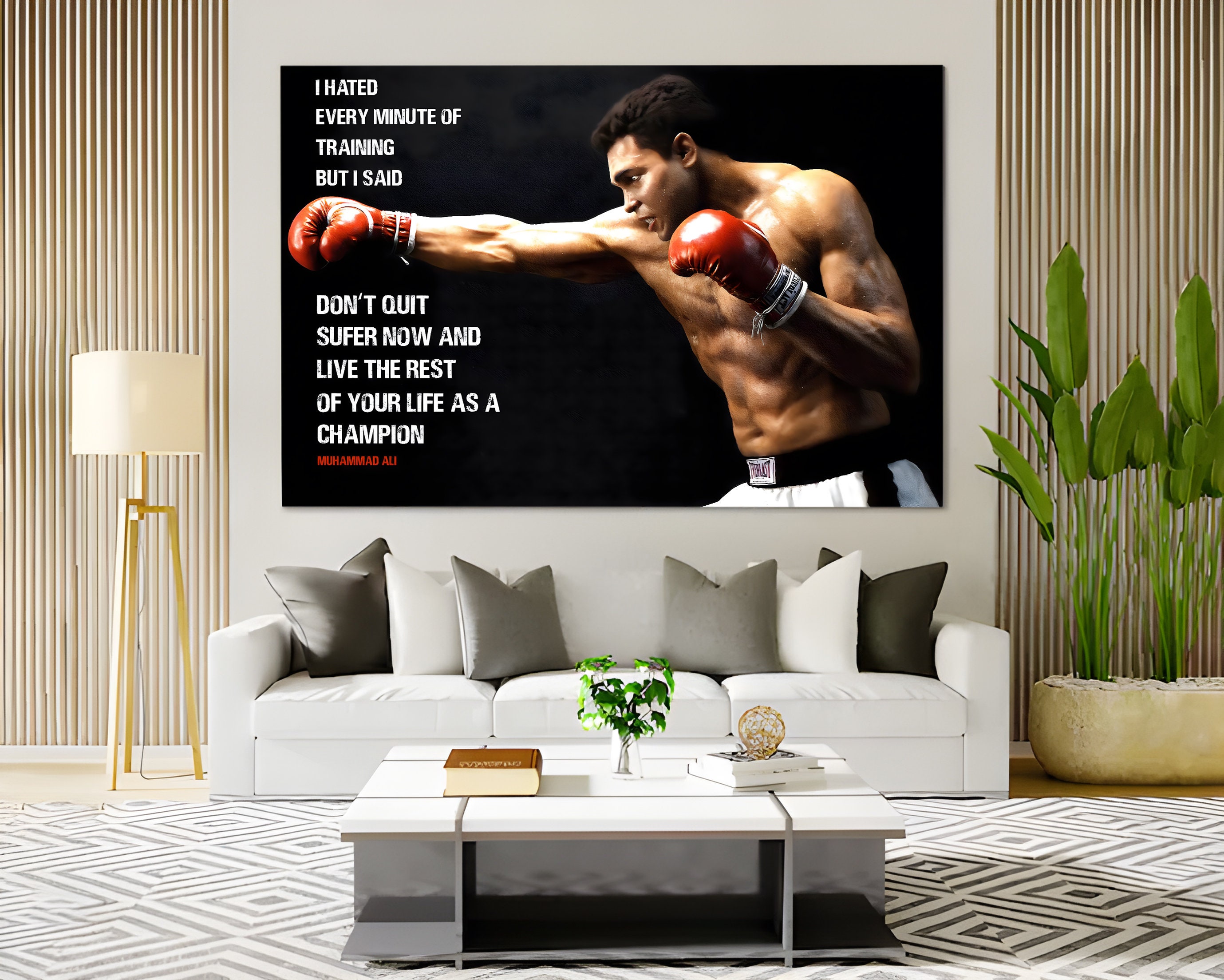 Muhammad Ali Boxing Poster - Inspirational Quote Wall Art for Sports ...