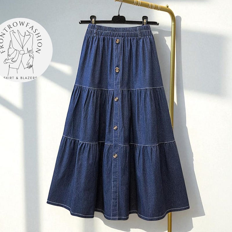Denim Maxi Skirt - Etsy