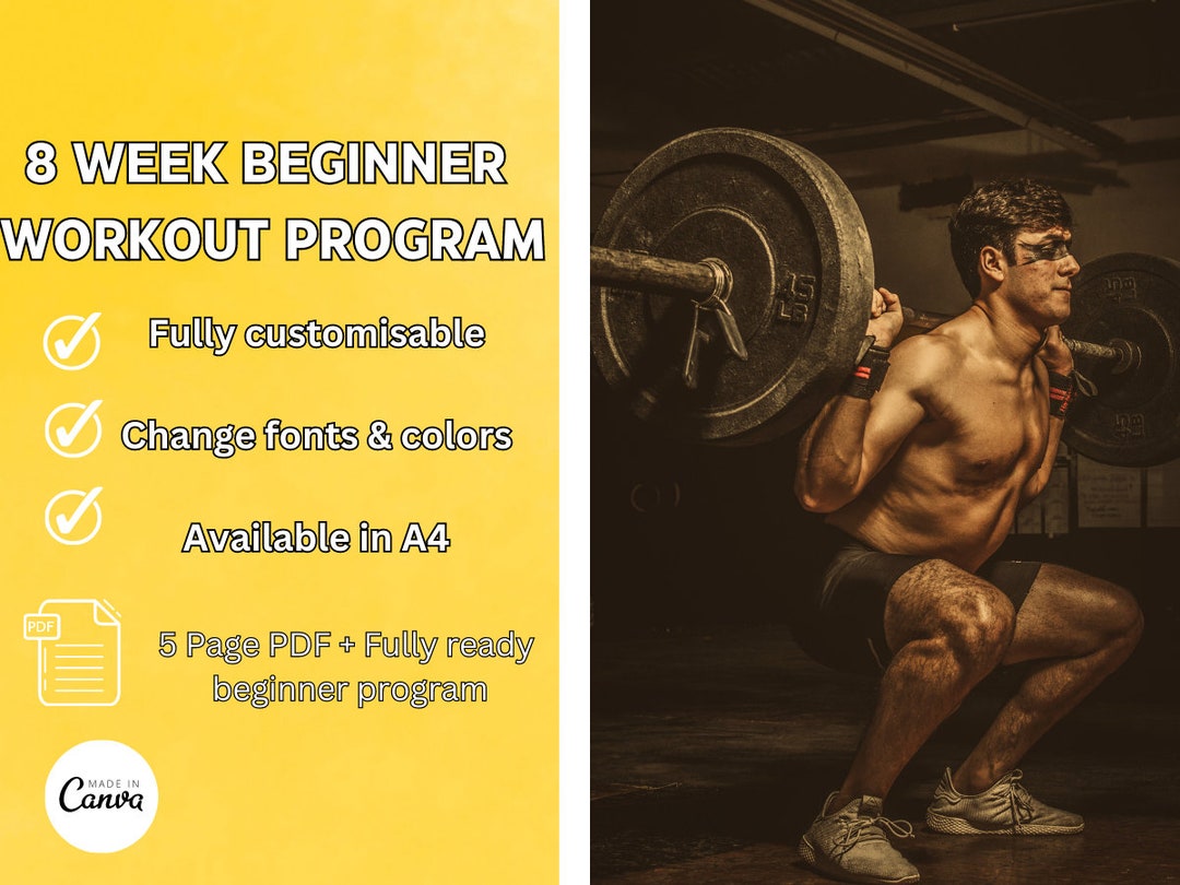 8 Week Beginner Workout Program /PUSH, PULL, LEGS Split. - Etsy