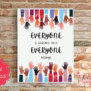 Diversity Everyone is Welcome Here Everyone Belongs Wall Art Print - Etsy