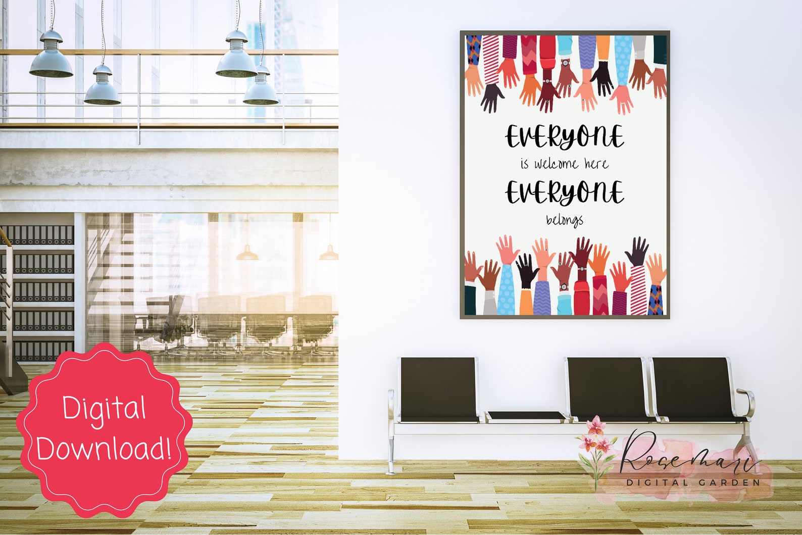 Diversity Everyone is Welcome Here Everyone Belongs Wall Art Print - Etsy
