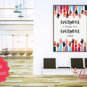 Diversity Everyone is Welcome Here Everyone Belongs Wall Art Print - Etsy