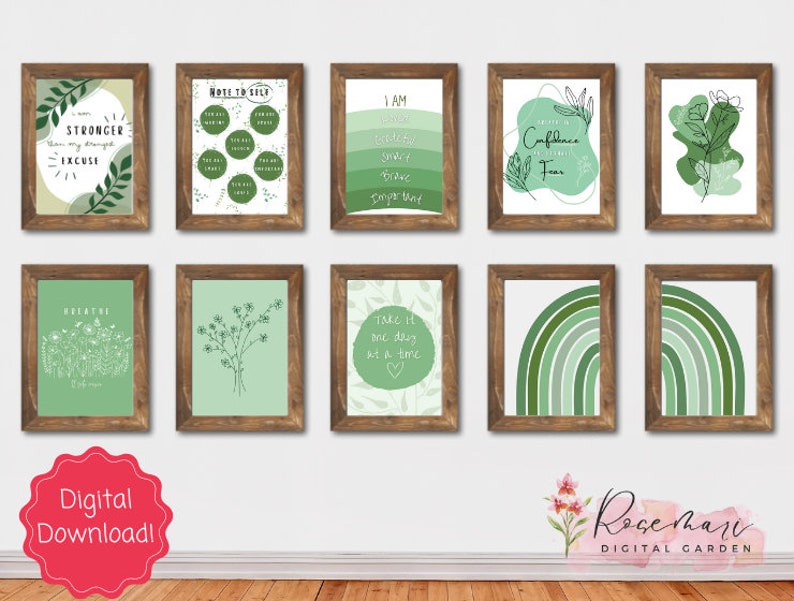 Sage Green Positive Affirmations Gallery Set of 10 Wall Art Prints - Etsy
