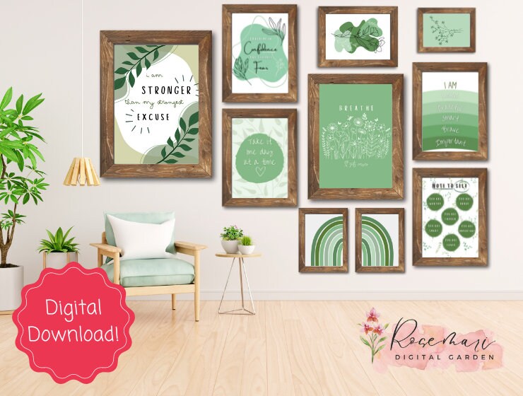 Sage Green Positive Affirmations Gallery Set of 10 Wall Art Prints - Etsy