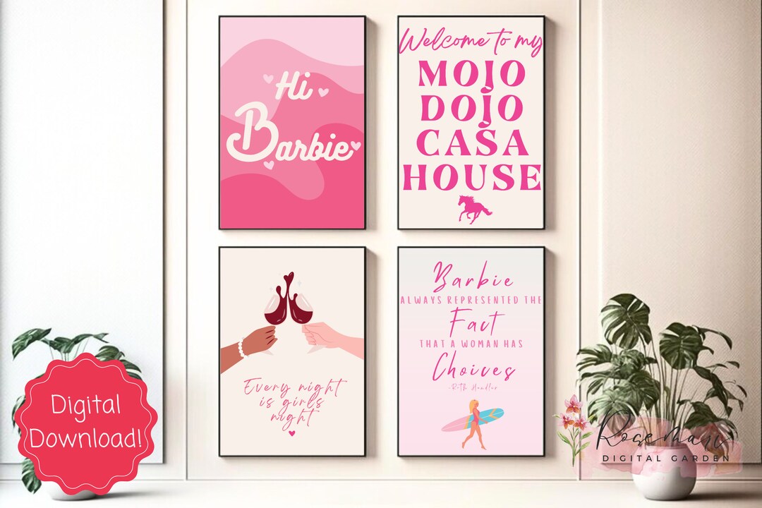 Barbie Inspirational Girl Power Pink Set of 4 Wall Art Prints - Etsy