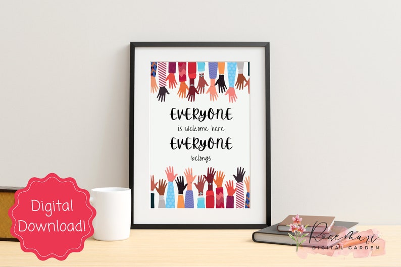 Diversity Everyone is Welcome Here Everyone Belongs Wall Art Print - Etsy