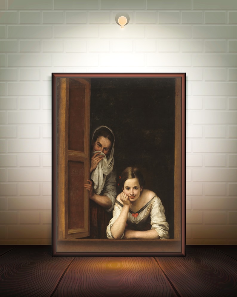 Two Women at a Window by Bartolomeo Estaban Murillo,classical Vintage ...