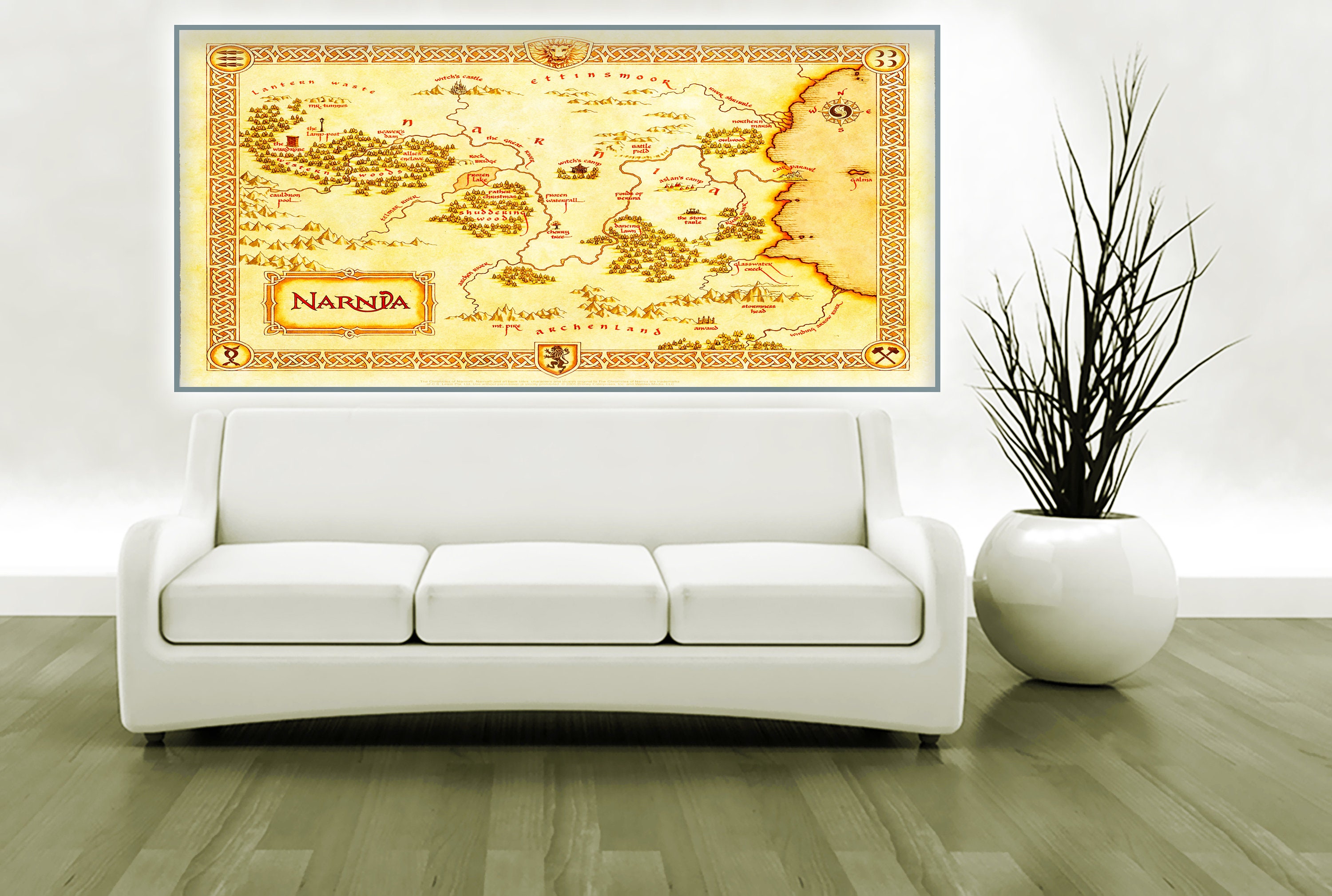 Narnia Map, Map of Narnia, Narnia Wall Art,the Chronicles of Narnia ...