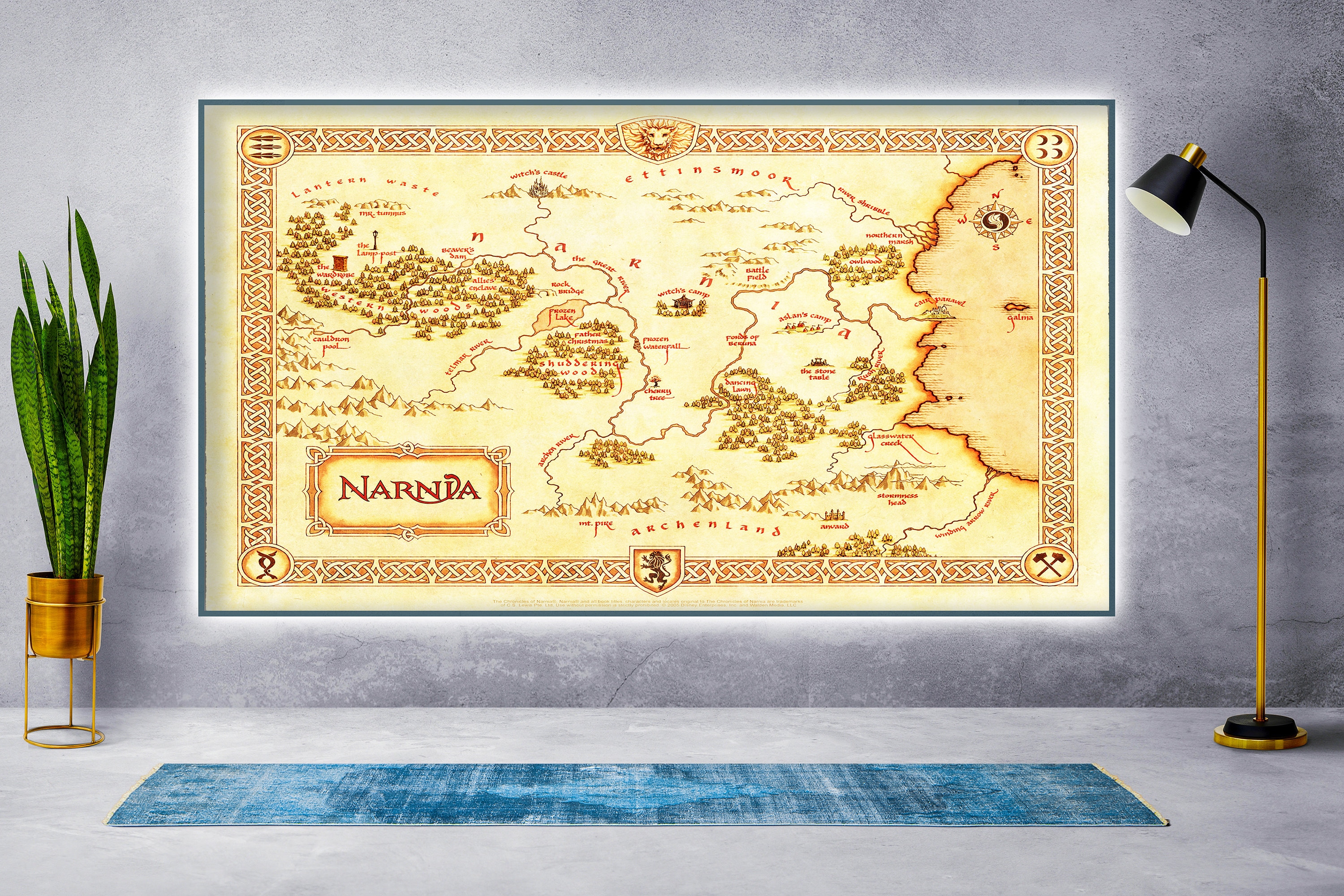 Mapa de Narnia, mapa de Narnia, arte de pared de Narnia, Las crónicas ...