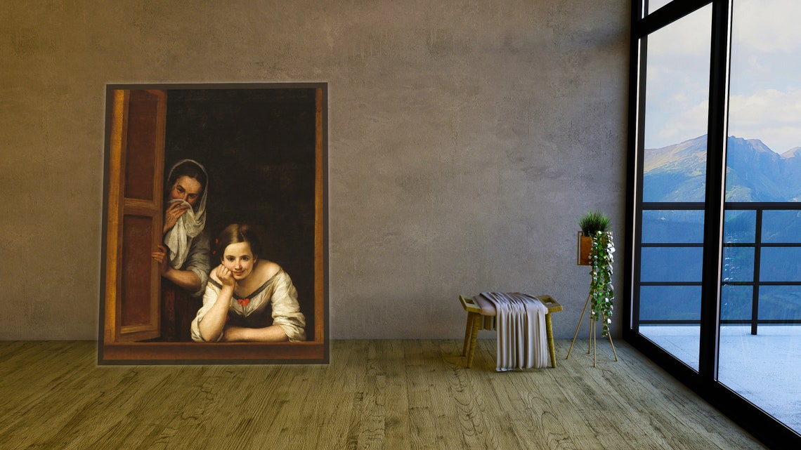 Two Women at a Window by Bartolomeo Estaban Murillo,classical Vintage ...