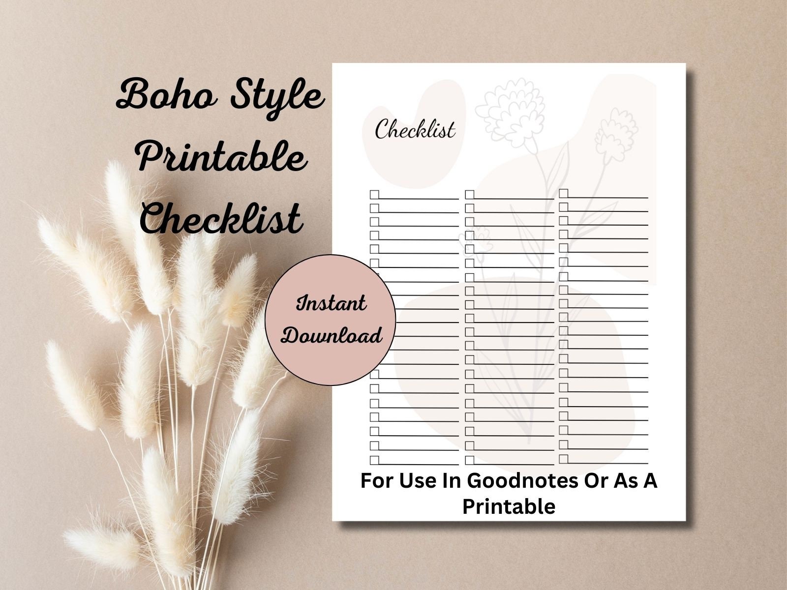 Boho Daily Planner Checklist Printable, Goodnotes Compatible Instant ...
