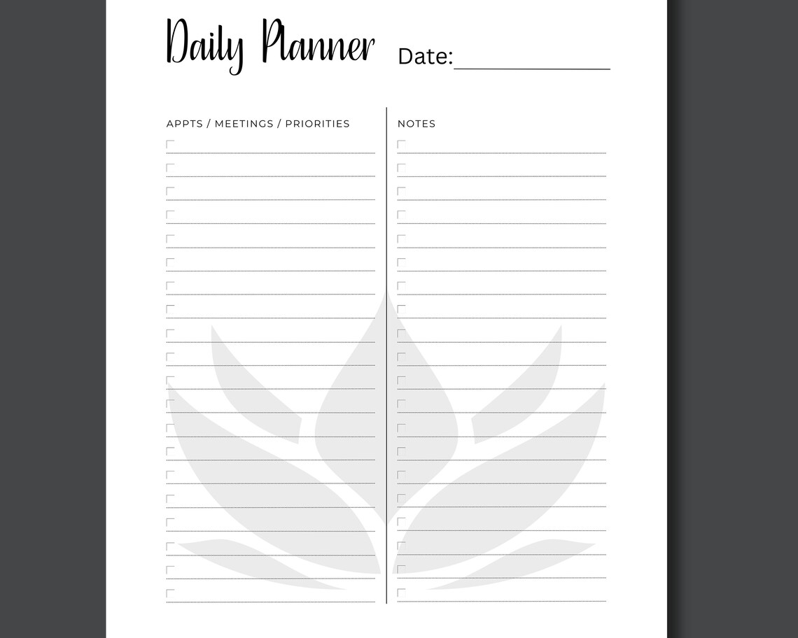 Printable Daily Schedule Checklist Goodnotes PDF Daily Planner Page ...