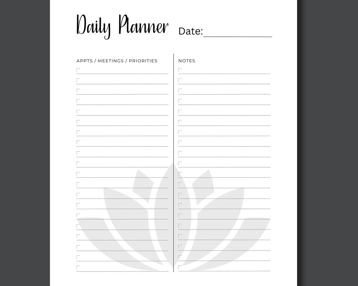 Printable Schedule Goodnotes PDF Checklist Printable Daily Planner Page ...