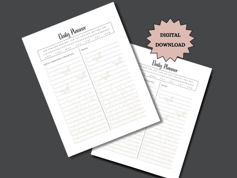 Printable Boho Butterfly Daily Schedule Goodnotes Compatible Checklist ...