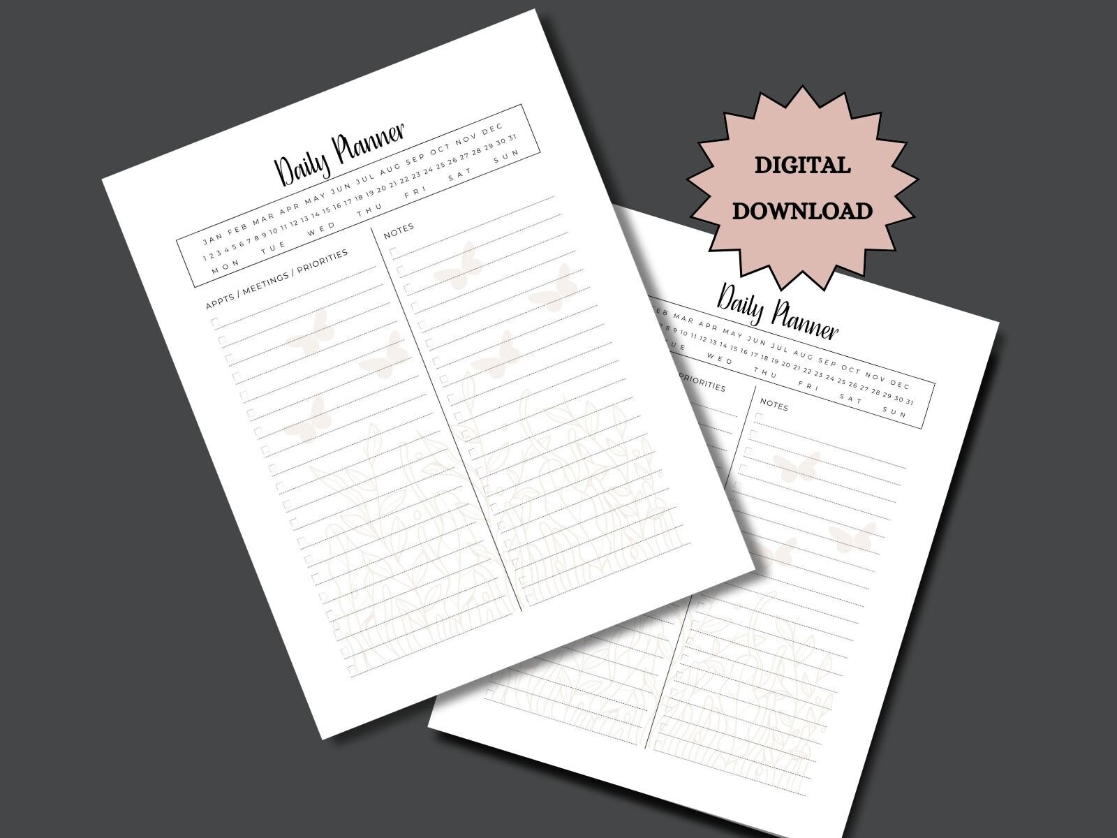 Printable Boho Butterfly Daily Schedule Goodnotes Compatible - Etsy