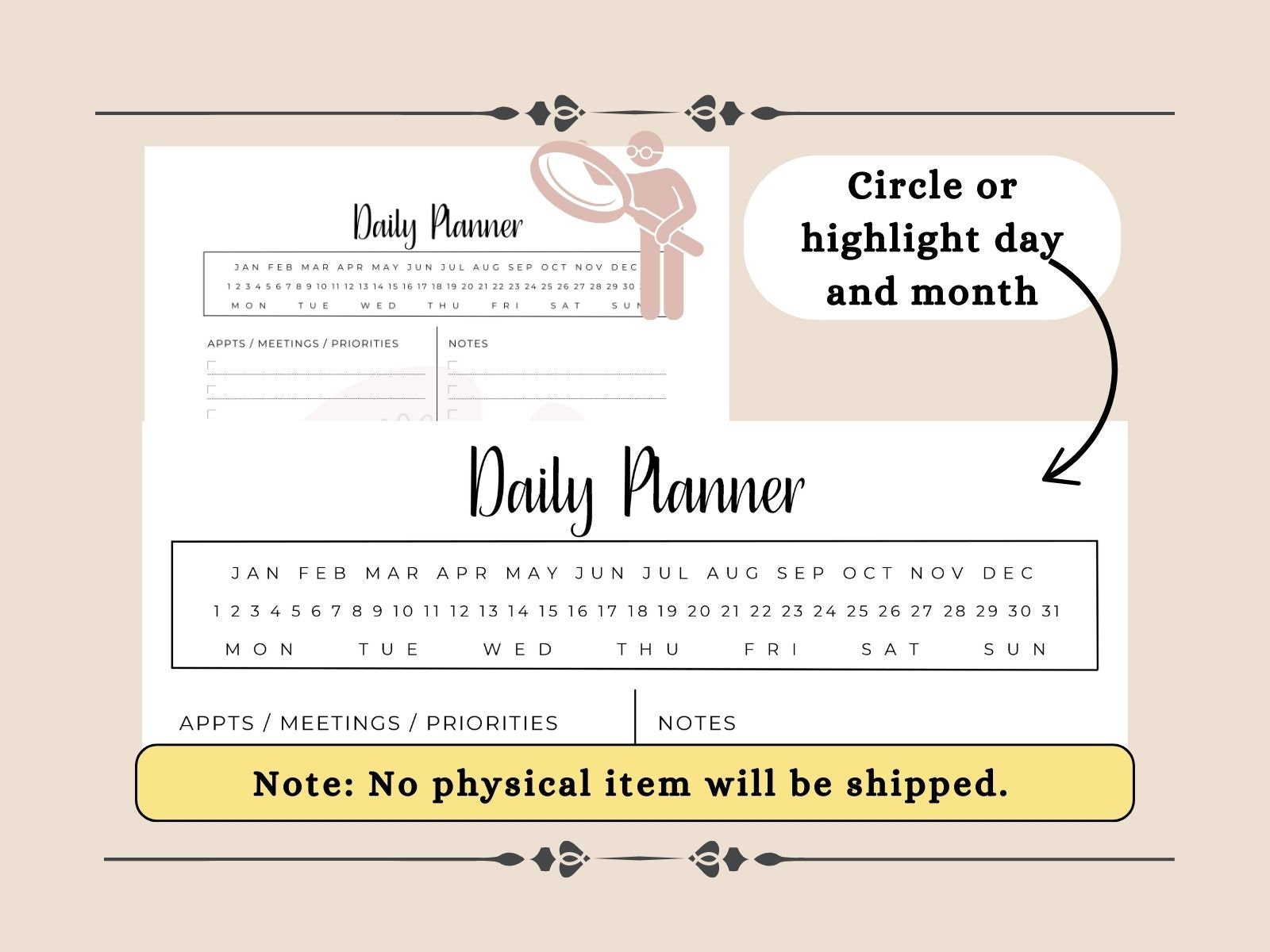 Boho Daily Planner Checklist Printable, Goodnotes Compatible Instant ...