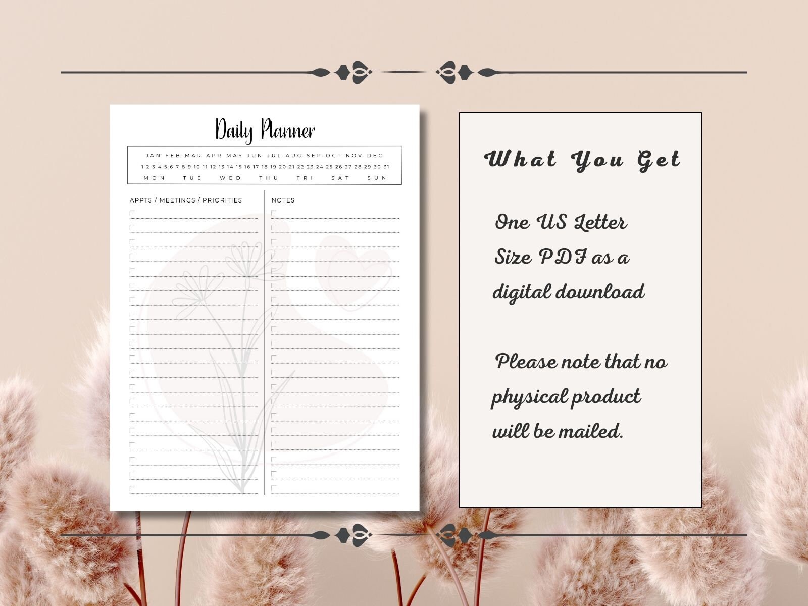 Boho Daily Planner Checklist Printable, Goodnotes Compatible Instant ...