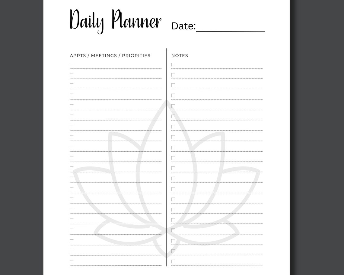 Printable Schedule Goodnotes PDF Checklist Printable Daily Planner Page ...