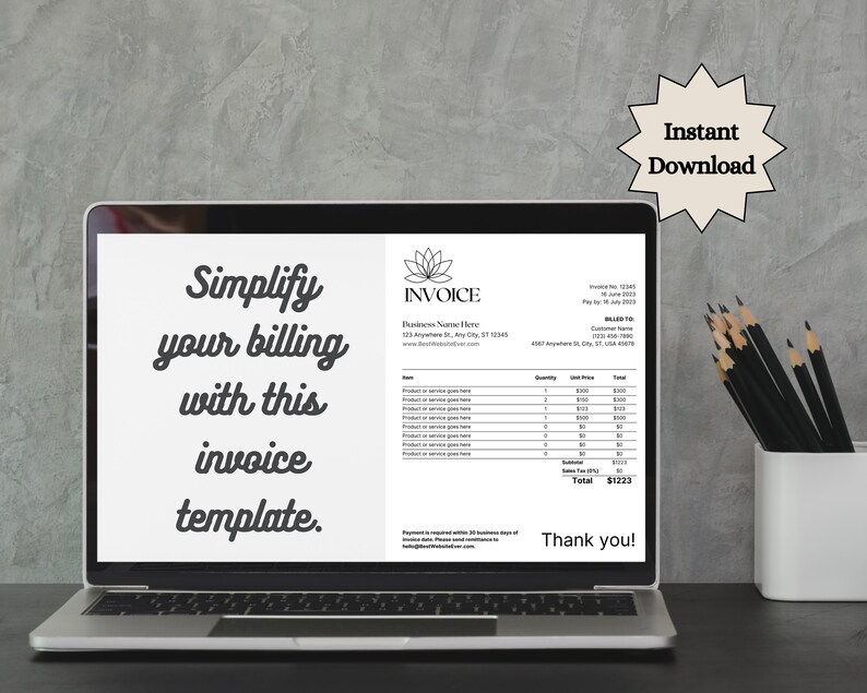 Customizable Editable Invoice Template for Small Business Canva Service ...